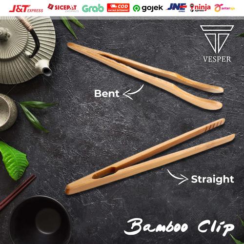 Jual bamboo food tong clip BBQ cake tea / capit makanan bambu daging ...