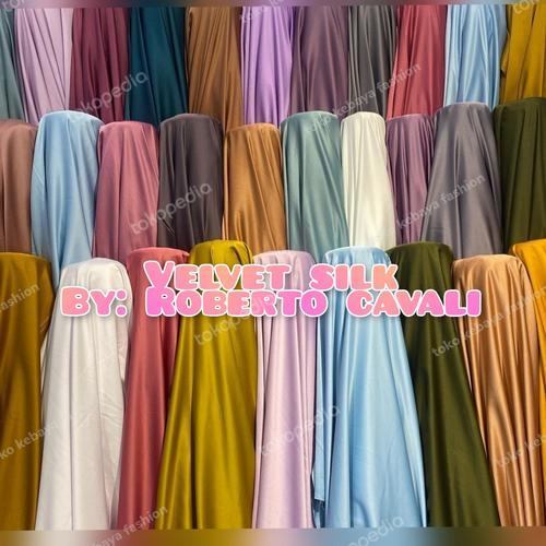 Jual satin velvet, kain satin Roberto cavali, kain puring, velvet silk ...