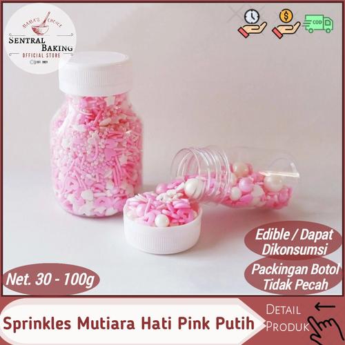 Jual Sprinkle Kue Mutiara Hati Pink Putih / Springkel Springkle ...