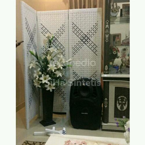 Promo Sketsel Partisi pembatas ruangan portable rotan sintetis 3 daun ...