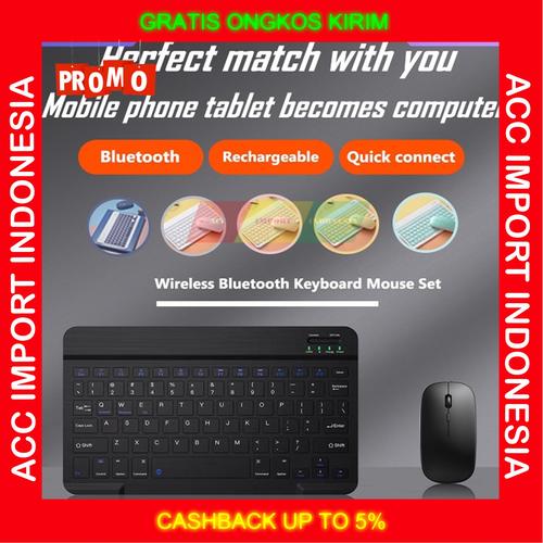 Promo Keyboard Mouse Bluetooth Slim Ipad Iphone Tablet Samsung Tanpa ...