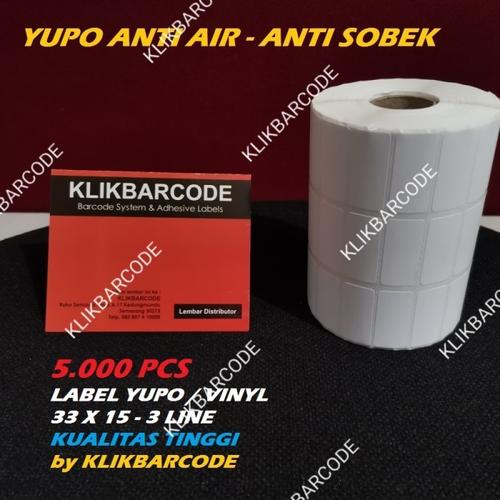Jual STIKER LABEL BARCODE BAHAN YUPO 33x15 | 33 x 15 ISI 5000 PCS CORE ...