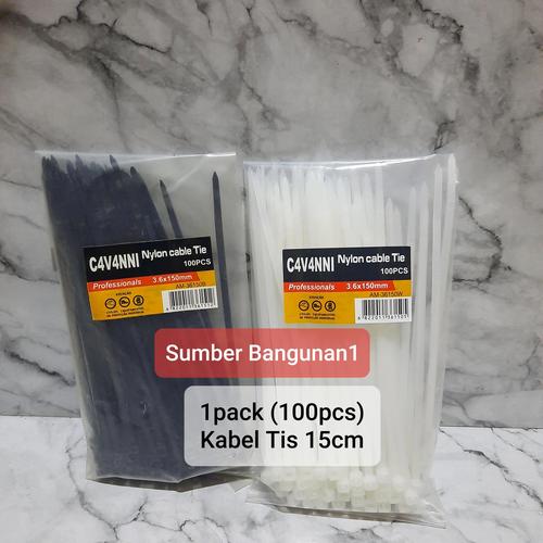 Jual Kabel Tis 15cm 1pack tali robot pagar hitam putih 15 cm cable tie ...