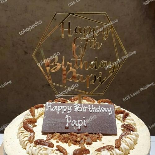 Jual Cake Topper Hexagon Bulat Happy Birthday Acrylic Gold Mirror ...