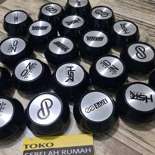 Jual dop velg racing variasi kerucut 6.5cm plat hitam - logo enkei ...