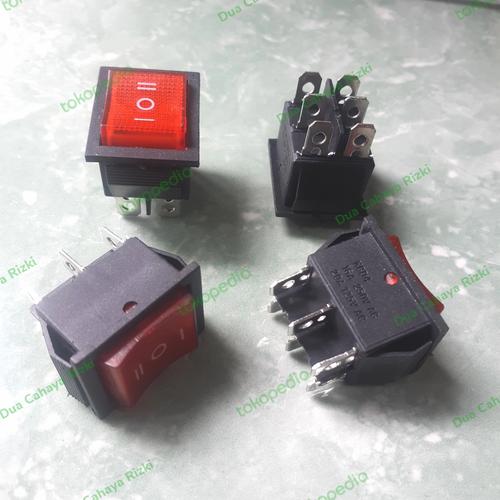 Jual saklar on off on LED merah switch rocker besar 3 posisi 6 kaki ...
