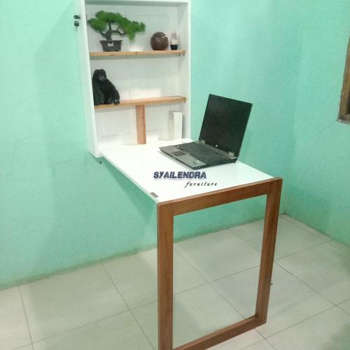Jual meja kerja/meja makan lipat jati / meja lipat dengan rak - natural ...
