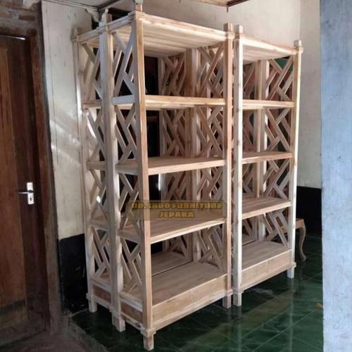 Jual lemari rak berkas kantor/ kerja/ buku besar kayu jati laci 2 ...