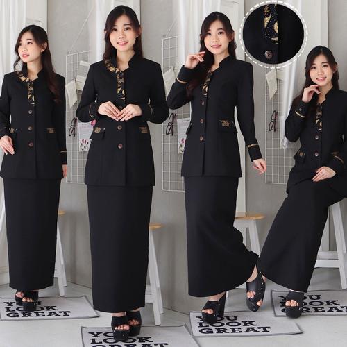Jual Seragam Blazer Batik Wanita Asn , Pns Model 7011 Warna Hitam Set ...