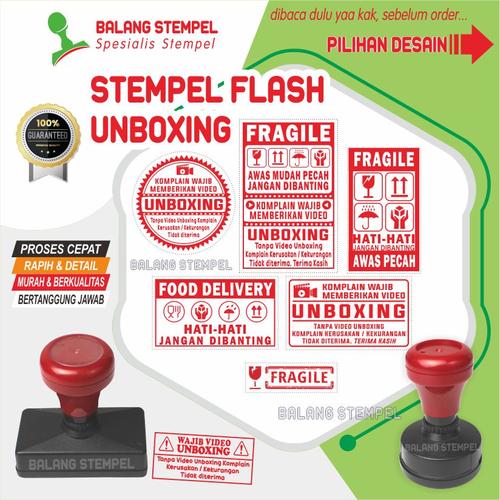 Jual Stempel Flash Unboxing Stampel label Fragile packing kardus Cap ...