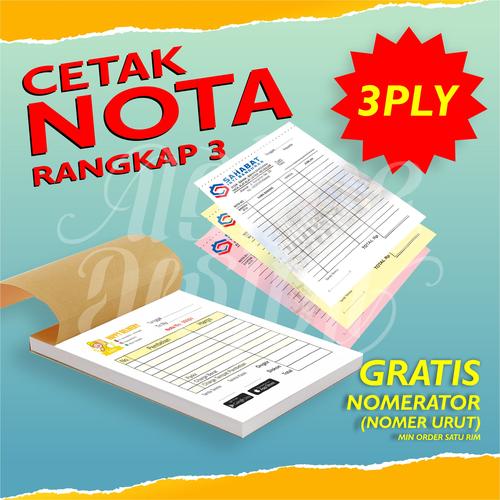 Jual cetak nota 1 rim 3 ply rangkap fullcolor ncr custom bon kuitansi ...