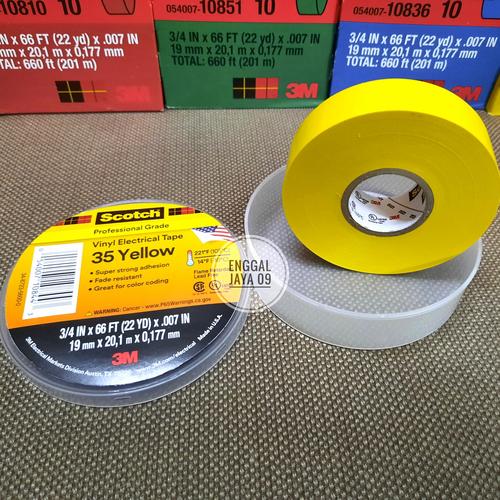 Jual Isolasi Listrik 3M Scotch 35 Yellow Original 19mm x 20,1mm x 0 ...