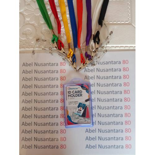 Jual Paket Tali 1cm Jepit Besi + ID Card 2 Sisi Karet Amanda - Hijau ...