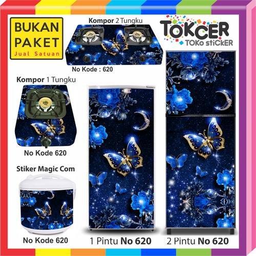 Jual STIKER Kulkas/ Stiker Magicom/ Stiker Kompor Kupu-Kupu BIRU Sabit ...