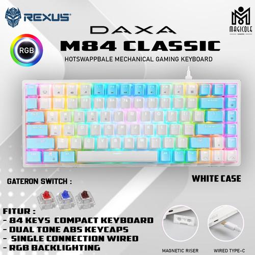 Jual Rexus Daxa M84 Classic Hotswapp Mechanical Gaming Keyboard - Brown ...