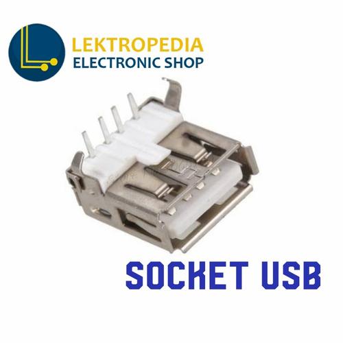 Jual Soket USB Konektor Socket Female 4pin tekuk PCB Mount 90 Type A ...