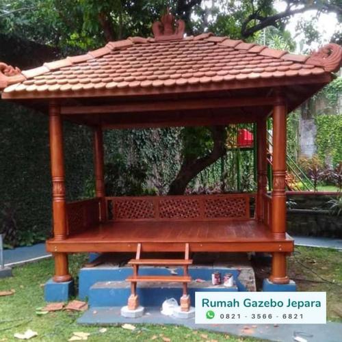 Jual gazebo kayu jati tiang motif ukir / gazebo ukir / gazebo minimalis ...