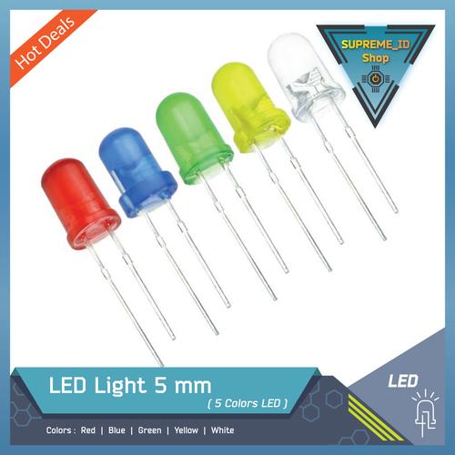Jual LED Light5mm Lampu 5 mm Biru Merah Putih Kuning Hijau | Arduino ...