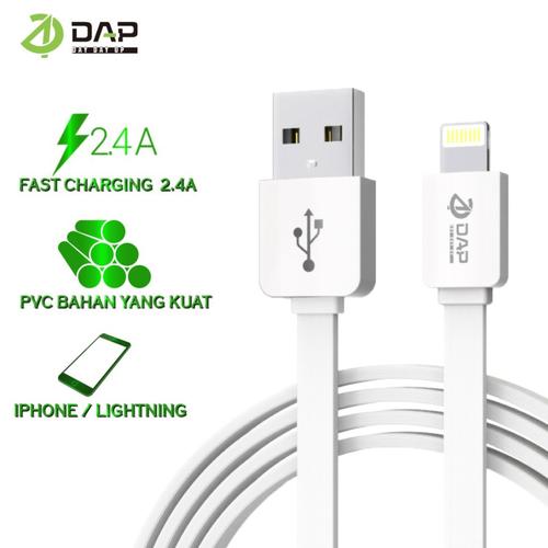 Jual Kabel Data DL DAP Lightning/Iphone Pipih Fast Charging 2.4A ...