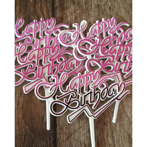 Jual Cake Topper HBD Mini 10 Pcs / Topper Unik - Trans Red - Kota ...