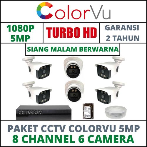 Jual PAKET CCTV COLORVU 8 CHANNEL 6 CAMERA 5MP 1080P TURBO HD IC SONY ...