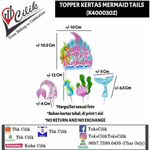 Jual topper+tusukan+kertas+mermaid+tail+ekor+dekor+cake+kue+bento ...