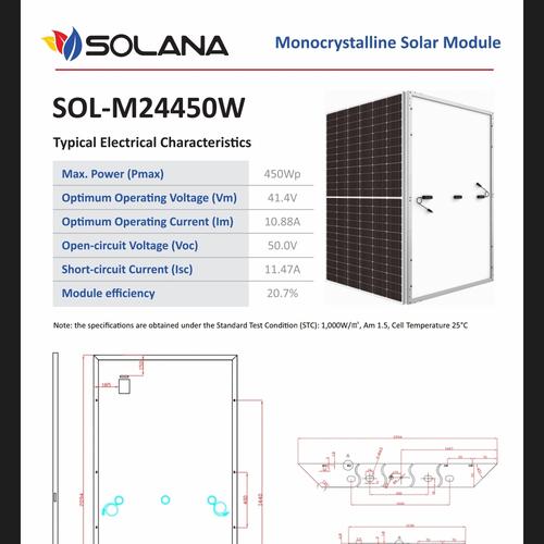 Jual SOLANA SOLAR PANEL 450WP 50Volt MONO TENAGA SURYA - Jakarta Barat ...