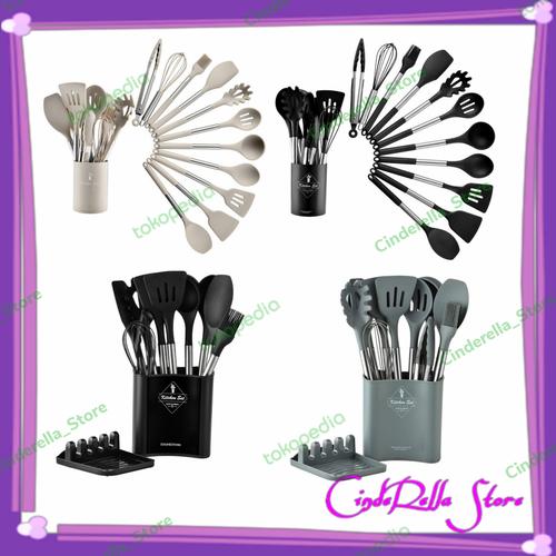 Jual Spatula Silicone Utensil Set New Model Gagang Stainless Sutil ...