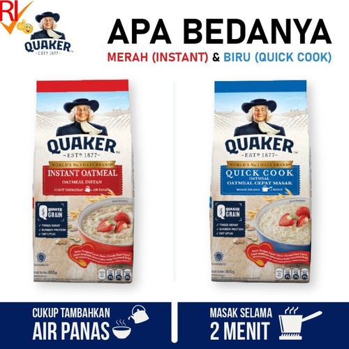 Jual QUAKER INSTANT OATMEAL / QUICK COOK KEMASAN 800gr / 200gr - instan ...