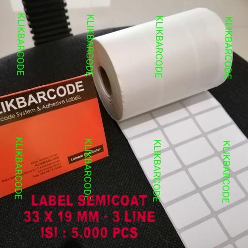 Jual LABEL BARCODE 33 X 19 (3 LINE) KERTAS STICKER LABEL SEMICOATED 33 ...