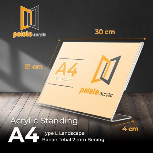 Jual Acrylic Tent Holder / Tempat Brosur Akrilik A4 L Landscape 2mm ...