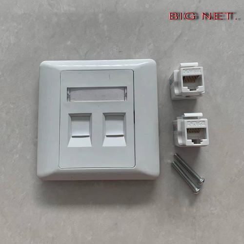 Jual Face Plate Lan RJ45 Wall Plate 2 Port+2*Modular Cat 5E or Cat 6E ...
