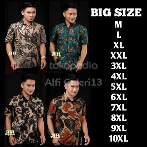 Jual kemeja batik pria lengan pendek BIG SIZE lengkap (M - 10XL) - Motif Kangkung, 8XL - Kab ...
