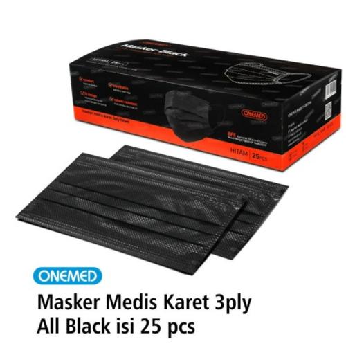Jual MASKER ONEMED HITAM ALL BLACK MASKER MEDIS EARLOOP MEDICAL ONLINE ...