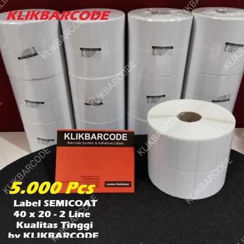 Jual 5000 LABEL BARCODE 40 X 20 mm(2 LINE) KERTAS STICKER LABEL ...
