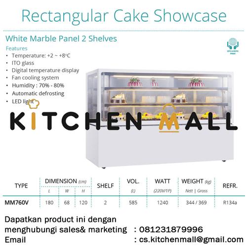 Jual Gea MM760V Rectangular Cake Showcase/Display Kue Persegi White Marble - Jakarta Timur ...