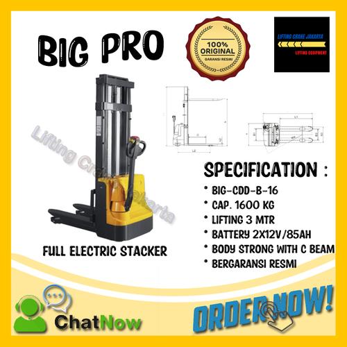 Jual Hand Stacker Full Electric 1,6Ton / 1600 Kg X 3 Meter BIGPro ...