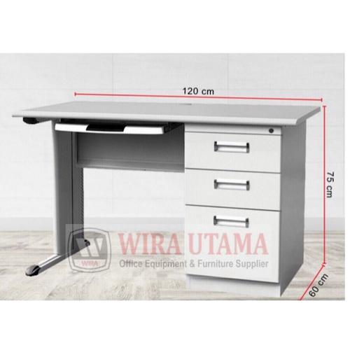 Jual Meja Kantor Besi Minimalis + Laci / Meja Kerja 1/2 Biro Minimalis ...
