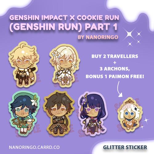 Jual Genshin Impact x Cookie Run (Genshin Run) Part 1 Glitter Sticker ...