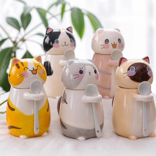 Jual Mug Bentuk Kucing Lucu / Gelas Cangkir Cat Keramik 6 Model / Gift ...