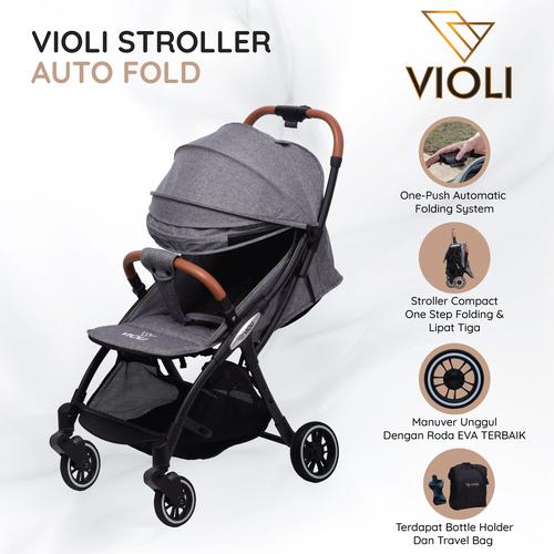 Promo REX ONLY - VIOLI STROLLER : AUTO FOLD GRAY – Kereta Dorong Bayi ...
