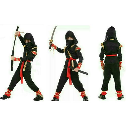 Jual KOSTUM Cosplay NINJA 03 Hitam Merah Gold Baju Halloween Karakter ...