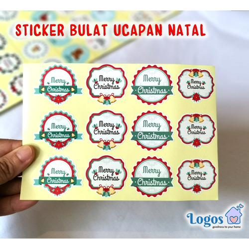 Jual Stiker Bulat Christmas round sticker ucapan Natal kemasan box ...