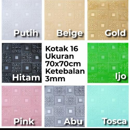 Jual wallpaper foam peredam panas pada plafon- batik kotak polos warna ...