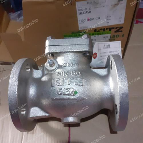 Jual swing check valve kitz 2" flange SS 304 jis 10k fig 10UOA ori 100% ...