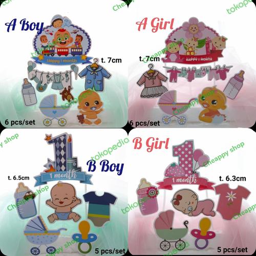 Jual Topper First Month Baby Topper Kue 1 Bulan Topper Kue Baby Girl ...