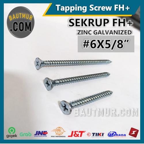 Jual TAPPING SCREW FH+ SEKRUP FH+ PUTIH #6X5/8 INCHI ISI 100PCS - Kab ...