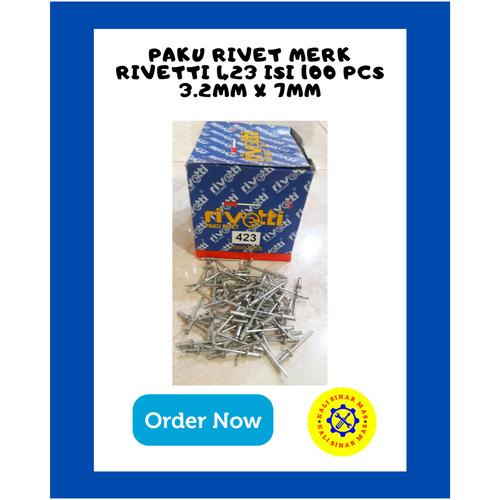 Jual PAKU RIVET MERK RIVETTI 423 UKURAN 3.2mm x 7mm ISI 100 PCS ...