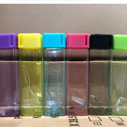 Jual botol minum plastik kotak 500ml/custom sablon khusus request warna ...