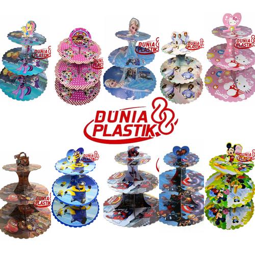 Jual STANDING stand tempat kue cup CAKE cupcake 3 tier susun motif ...